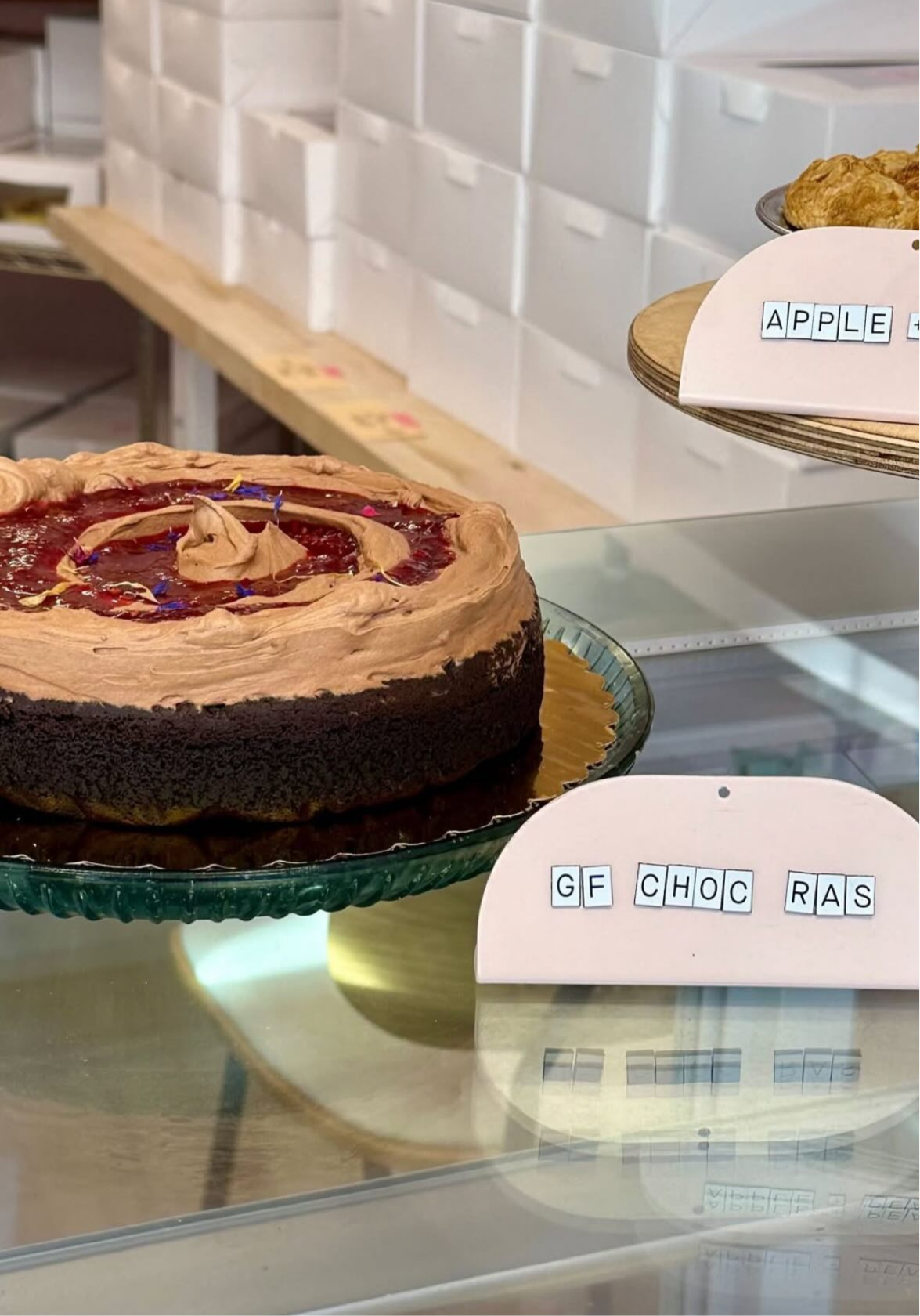 (GF) Flourless Olive Oil Chocolate Cake with Raspberry – New June Bakery